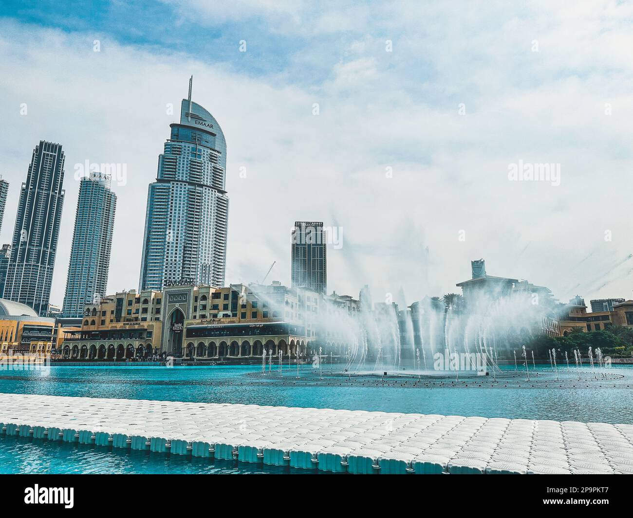 The Dubai Fountain show on Burj Khalifa Lake, in Downtown Dubai, United ...
