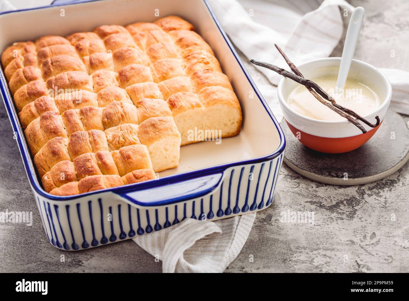 Buchteln, sweet rolls made of yeast dough with milk and butter, served ...