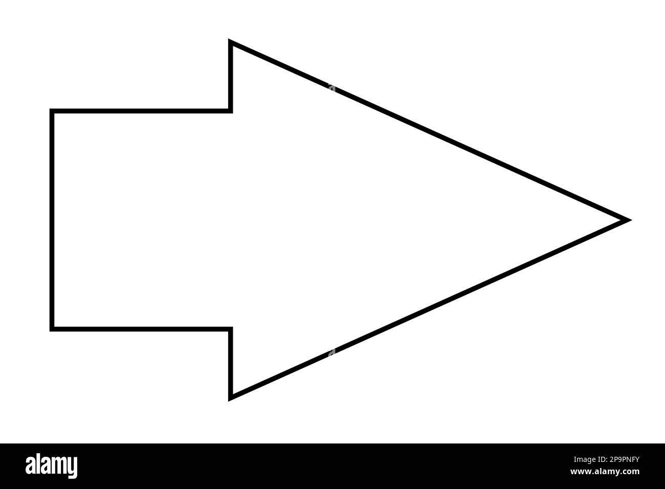 A pointing white arrow in black outline isolated on a white background ...