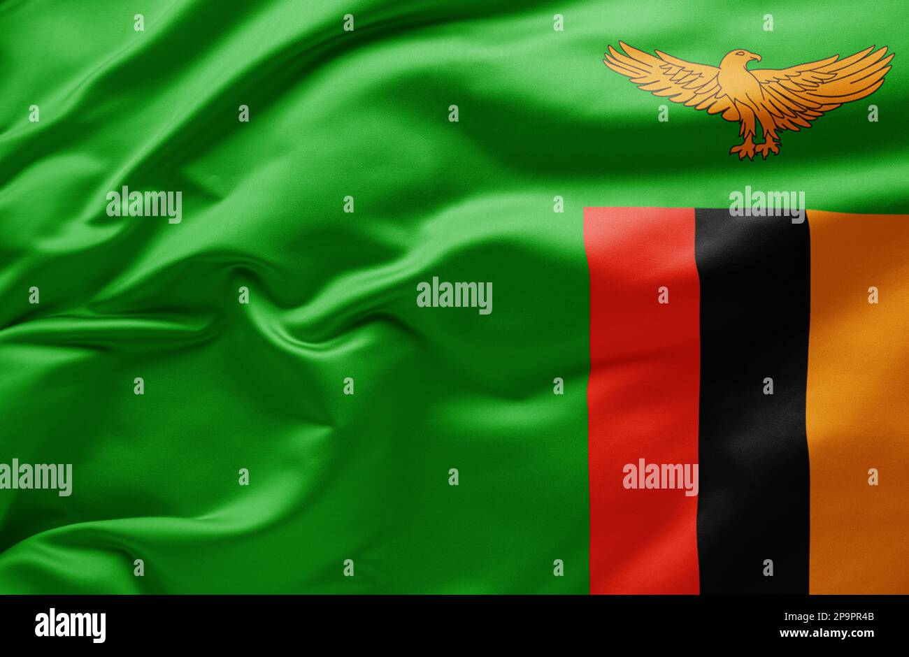 Waving national flag of Zambia Stock Photo - Alamy