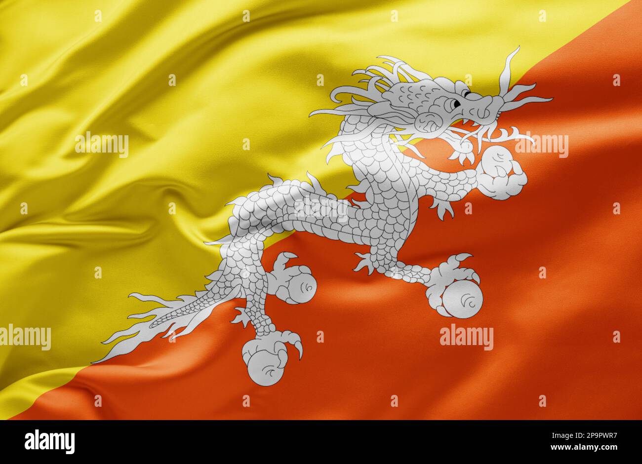 Waving fabric flag bhutan hi-res stock photography and images - Alamy
