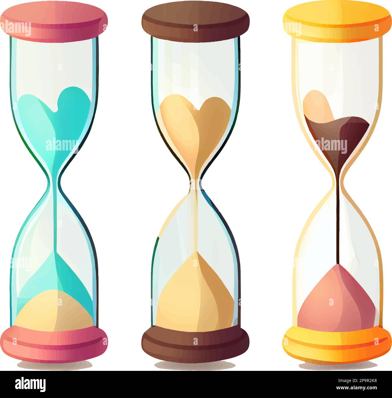 vector set illustration in cartoon style of sandglass hour Stock Vector ...