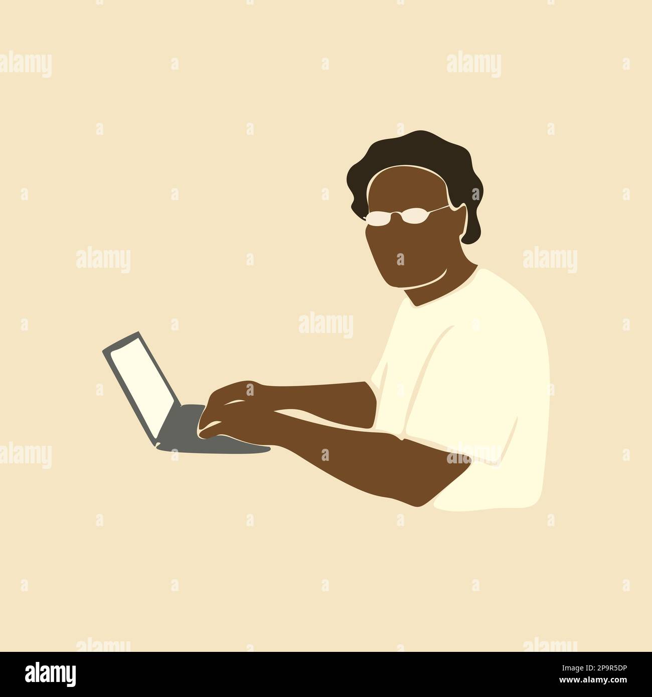 Abstract portrait african man using laptop, Afro black skin man in ...