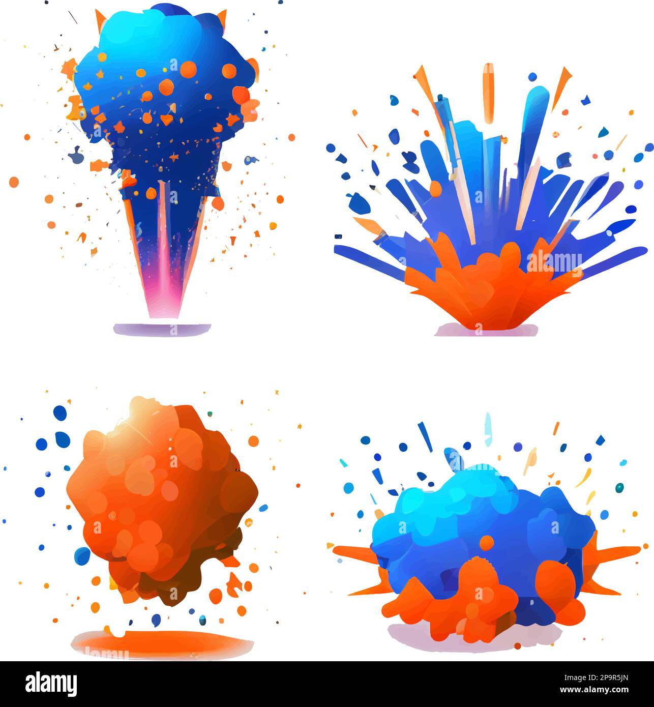 vector set illustration in cartoon style of explosion stones Stock ...