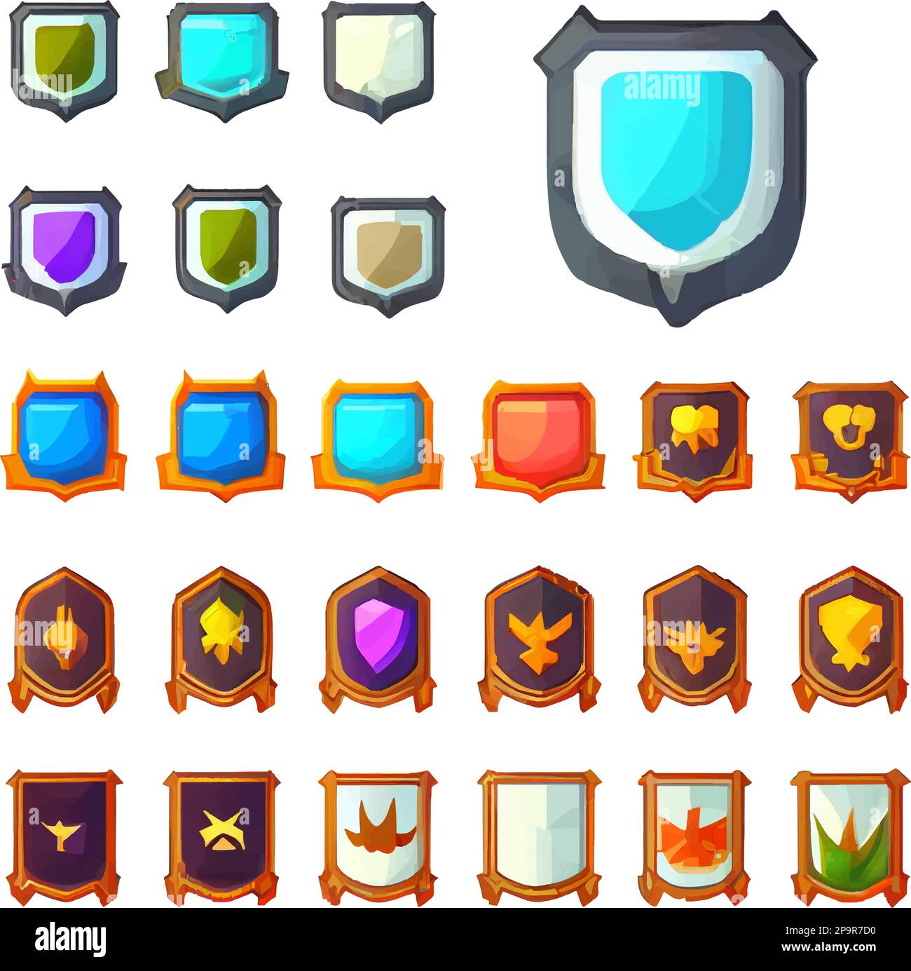 vector set illustration in cartoon style of magic game icon reward ...