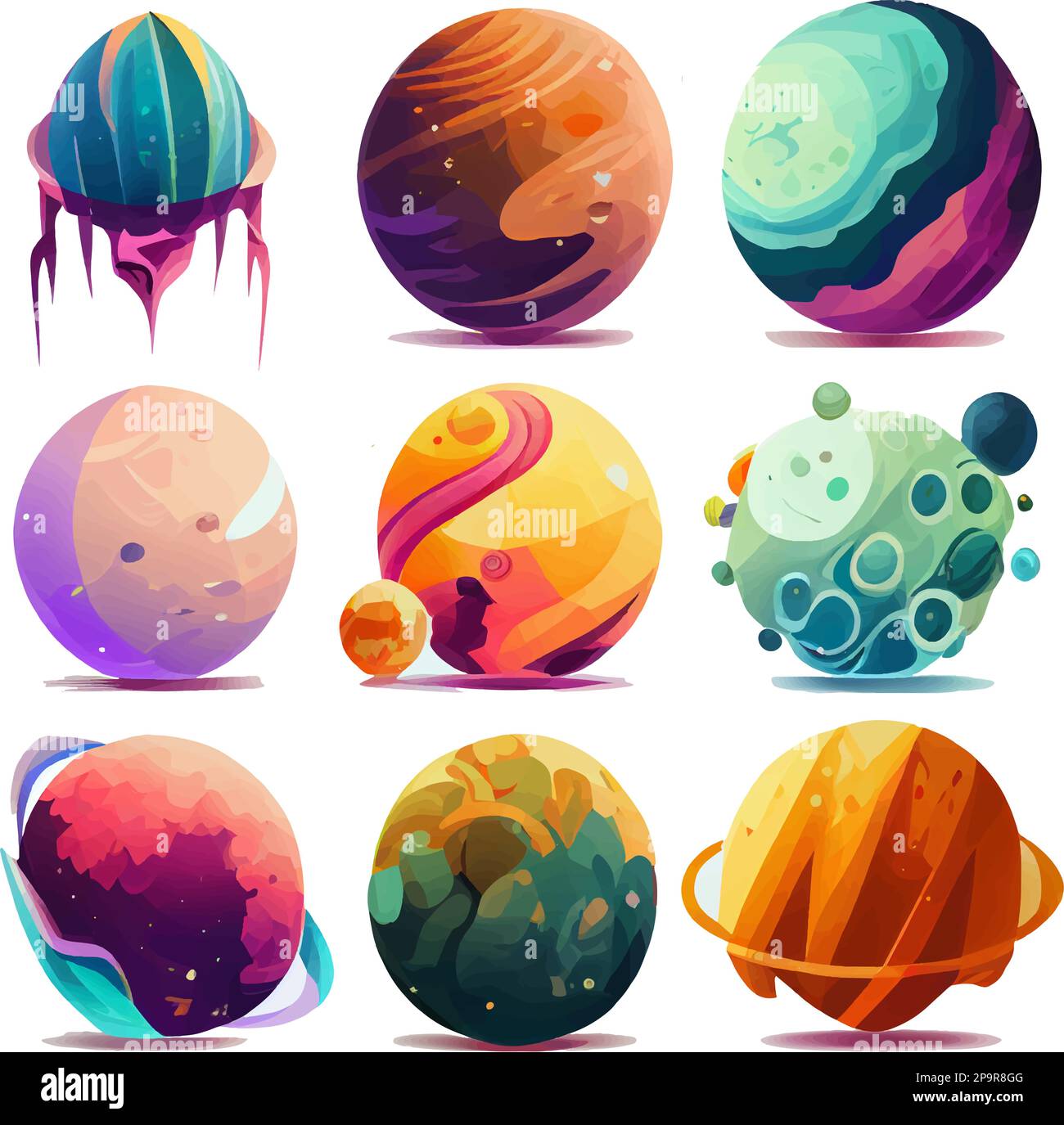 vector set illustration in cartoon style of magic ball or another ...