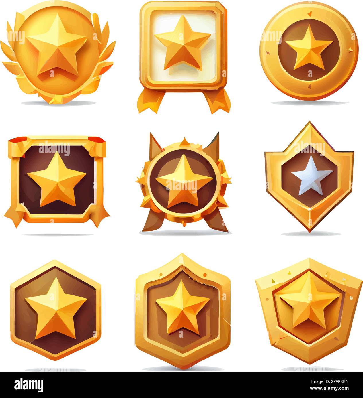 vector set illustration in cartoon style of magic game icon reward ...