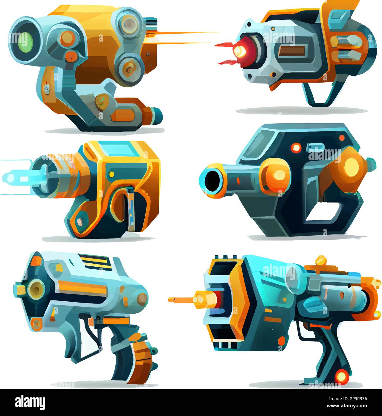 vector set illustration in cartoon style of fire game blaster Stock ...