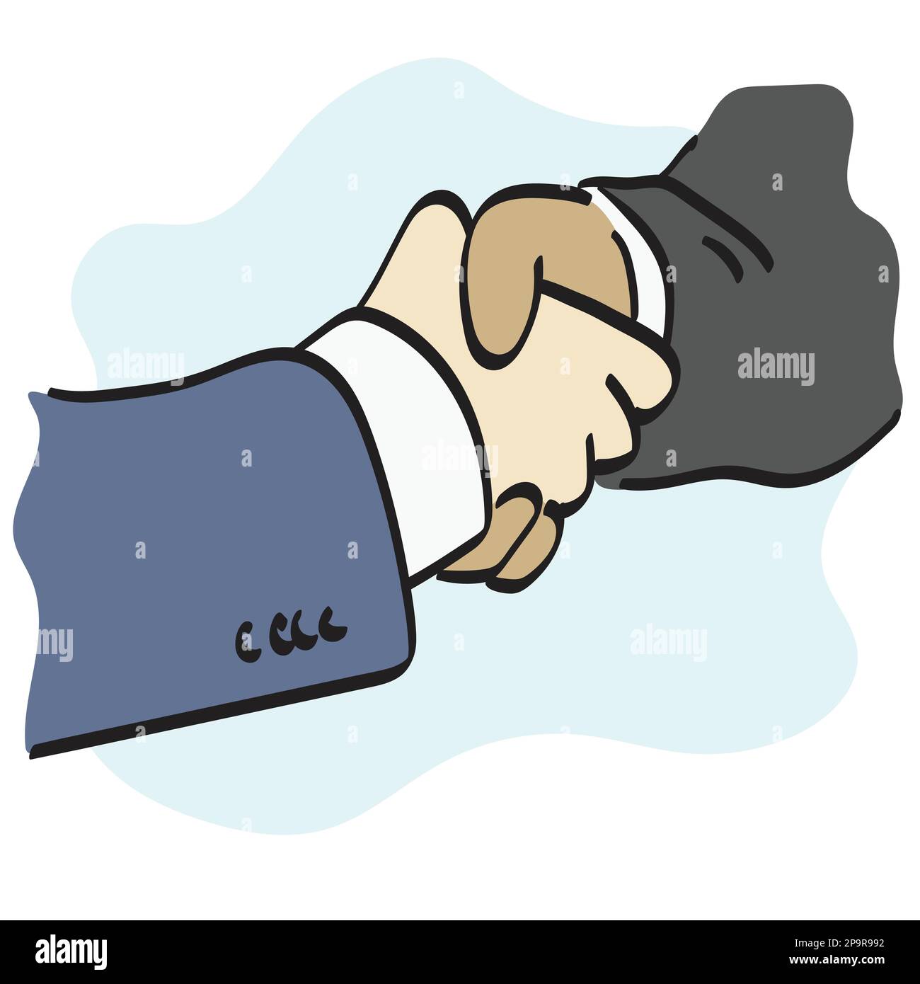 closeup businessman handshake illustration vector hand drawn isolated ...