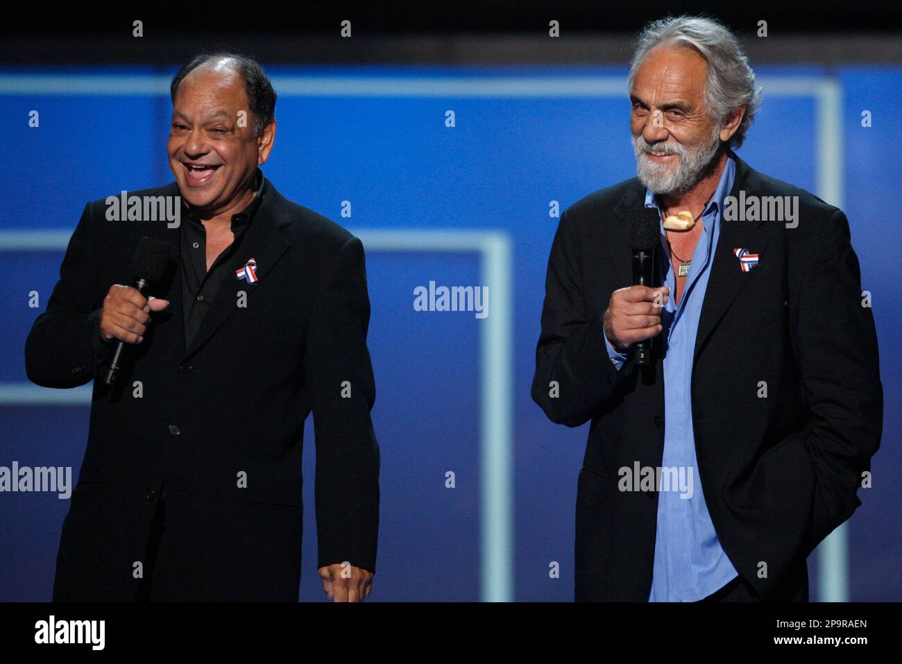 Cheech Marin, left, and Tommy Chong are seen on stage at the National ...