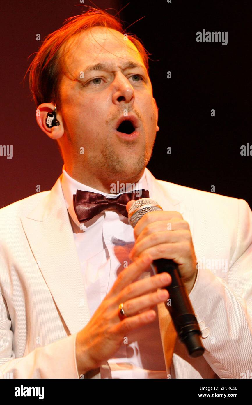 Bjoern Warns, singer of German hip-hop band "Fettes Brot" performs on ...