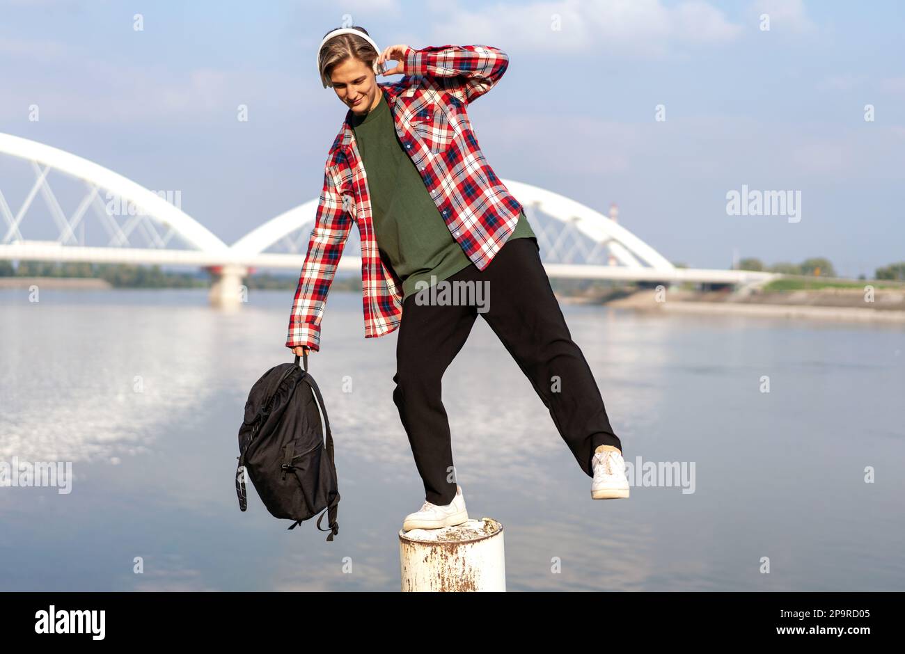 Young woman student walking after university, life balance concept ...