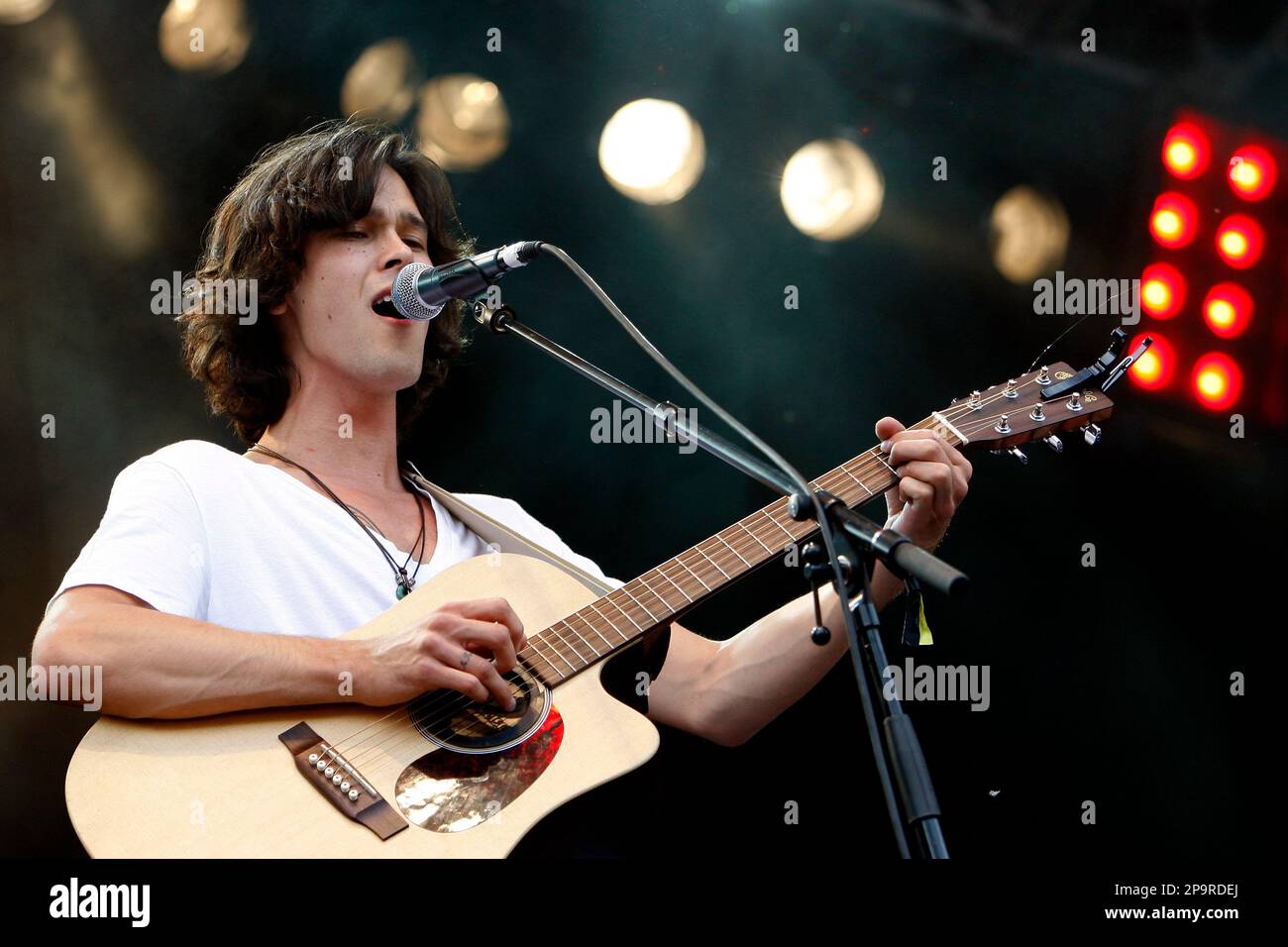 Canadian singer and songwriter Justin Nozuka performs on the main stage ...