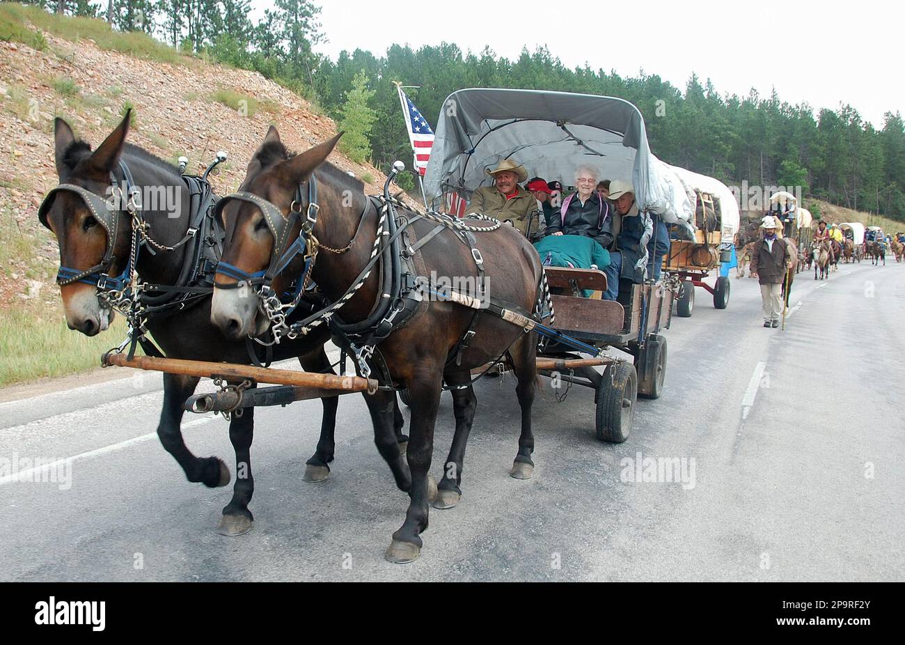 Gerald Kessler and his mother, Phyllis Kessler, ride toward Deadwood, S ...