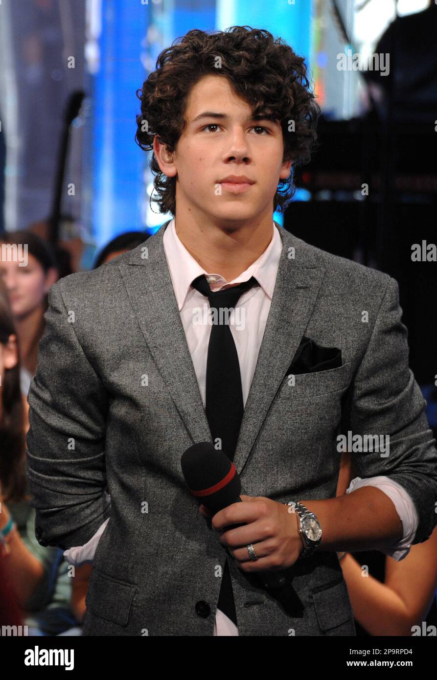 Musician Nick Jonas of the music group The Jonas Brothers makes an ...