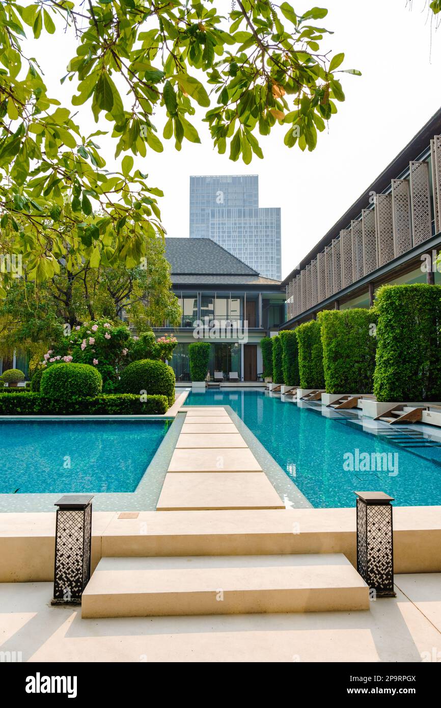 Luxury 5 star hotel pool in Asia Bangkok Thailand March 2023 Stock ...