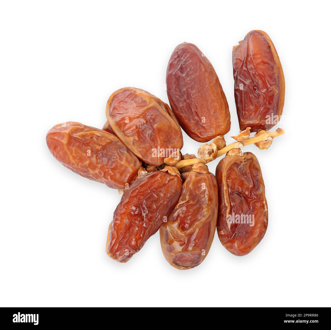 Sweet dates on branch against white background, top view. Dried fruit ...