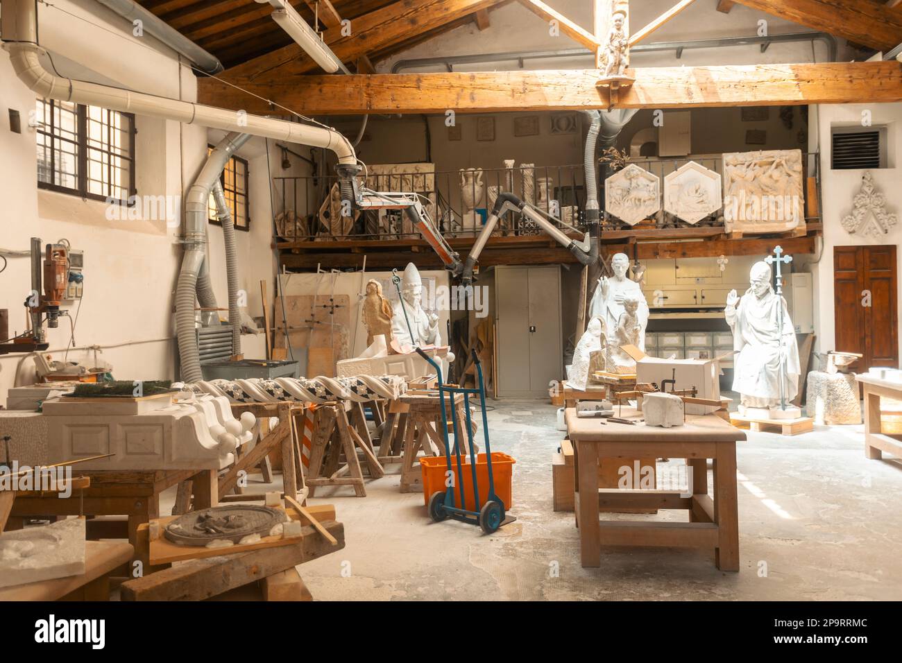 Stone workshop for making stone and plaster sculptures Stock Photo - Alamy