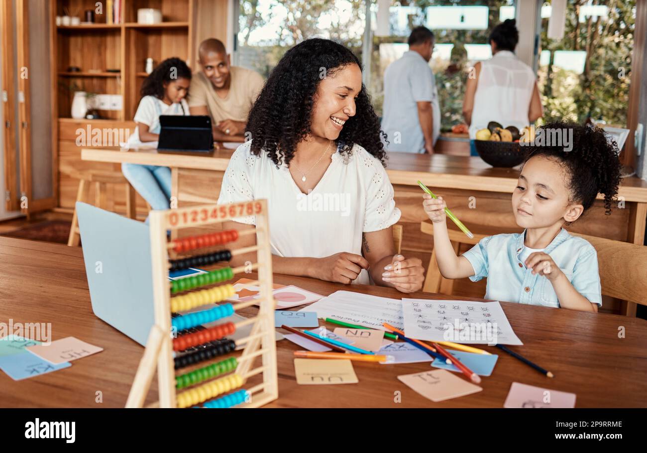 Learning, home education and mother with child for translation ...