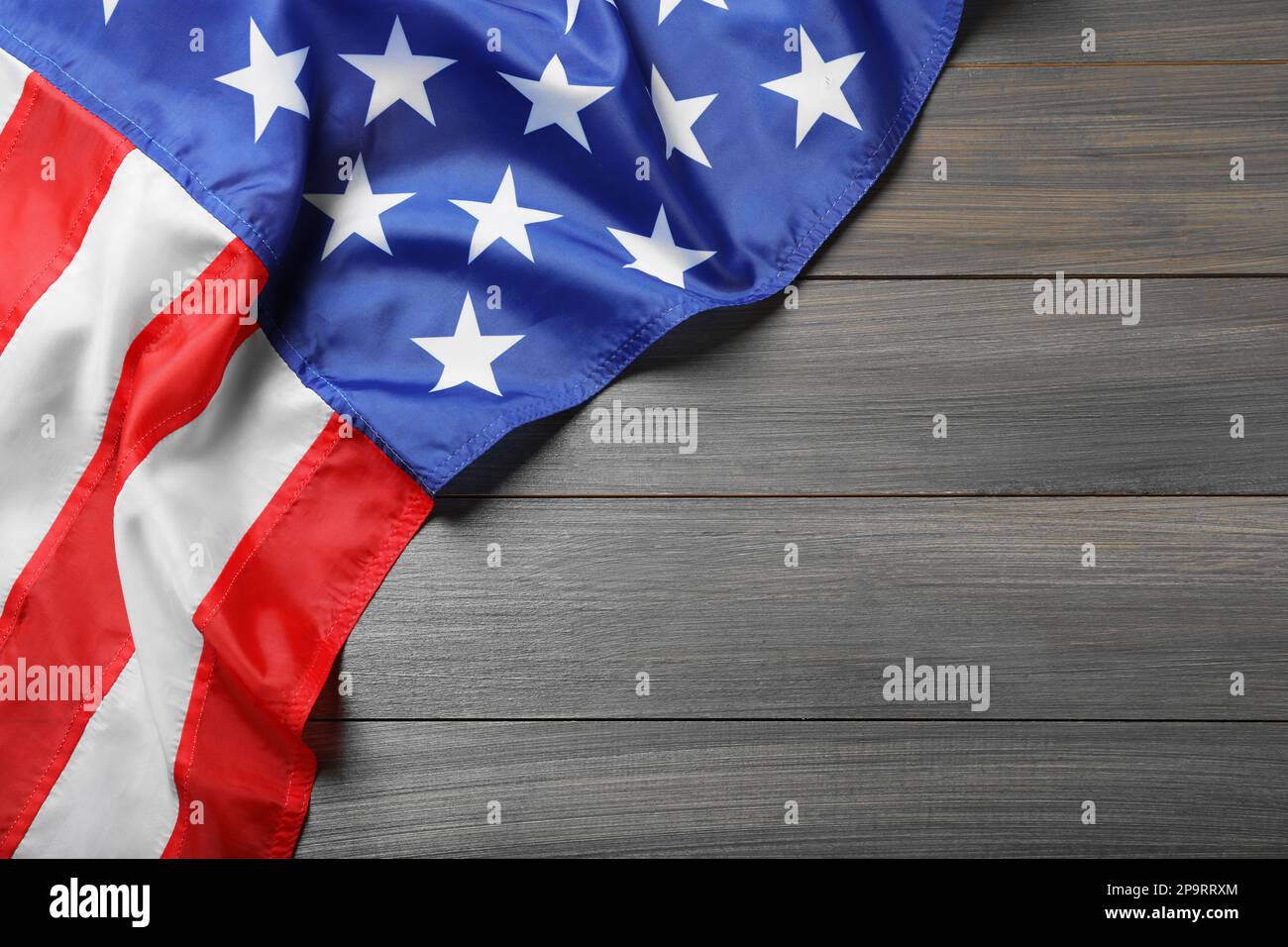 American flag on wooden table, top view. Space for text Stock Photo - Alamy