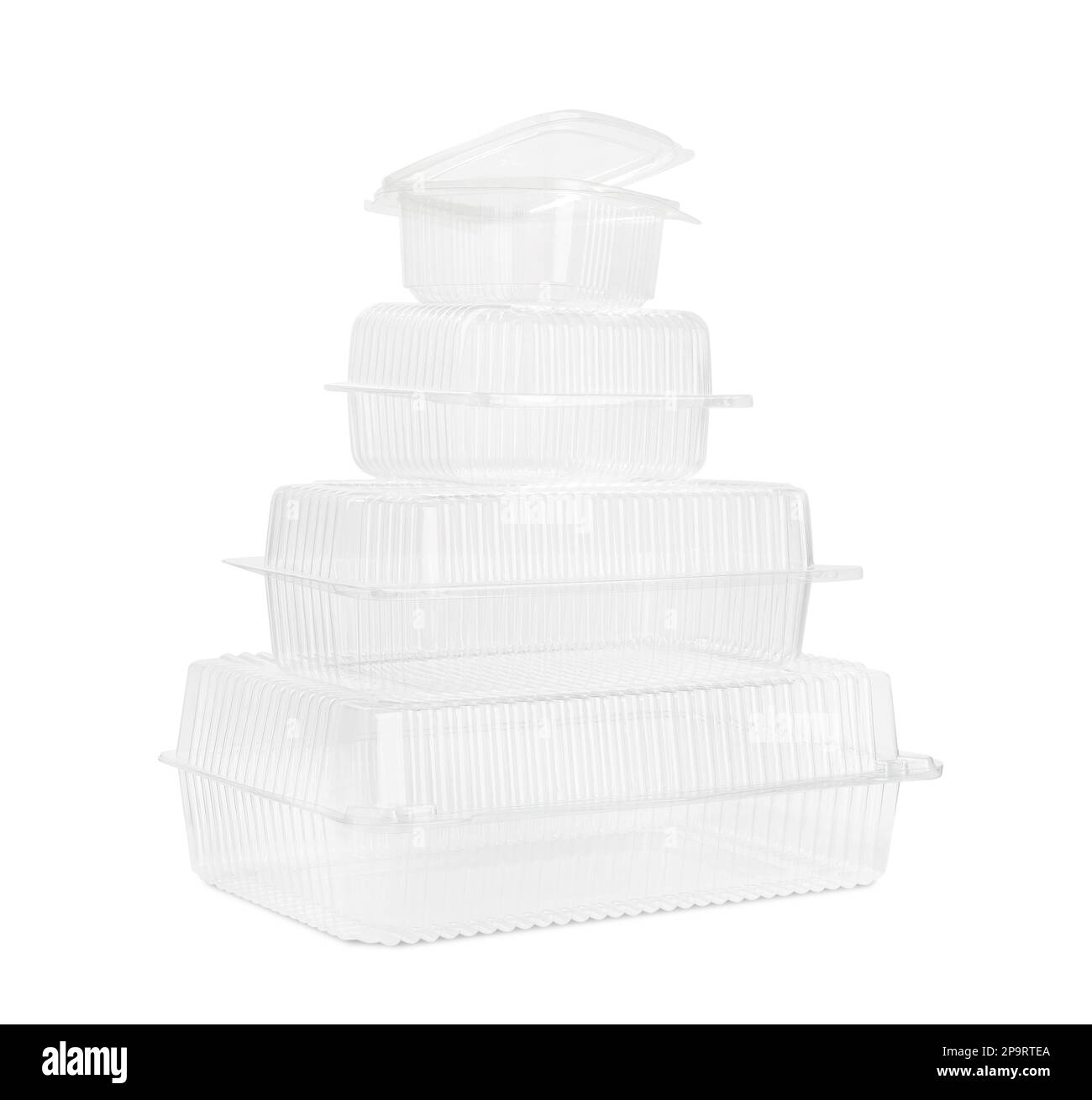 Empty plastic containers for food on white background Stock Photo - Alamy