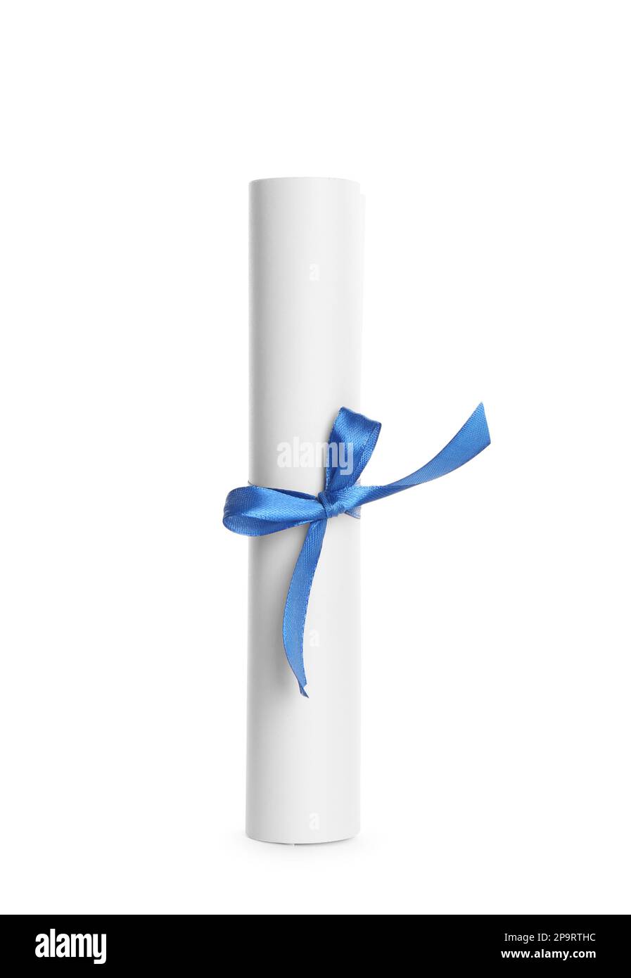 Rolled student's diploma with light blue ribbon isolated on white Stock ...