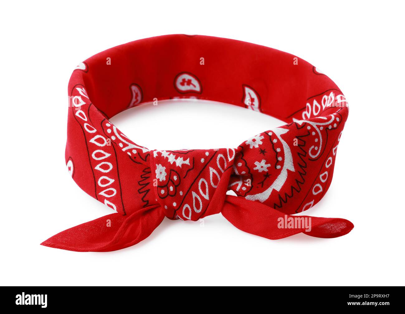Tied Red Bandana With Paisley Pattern Isolated On White Stock Photo Alamy