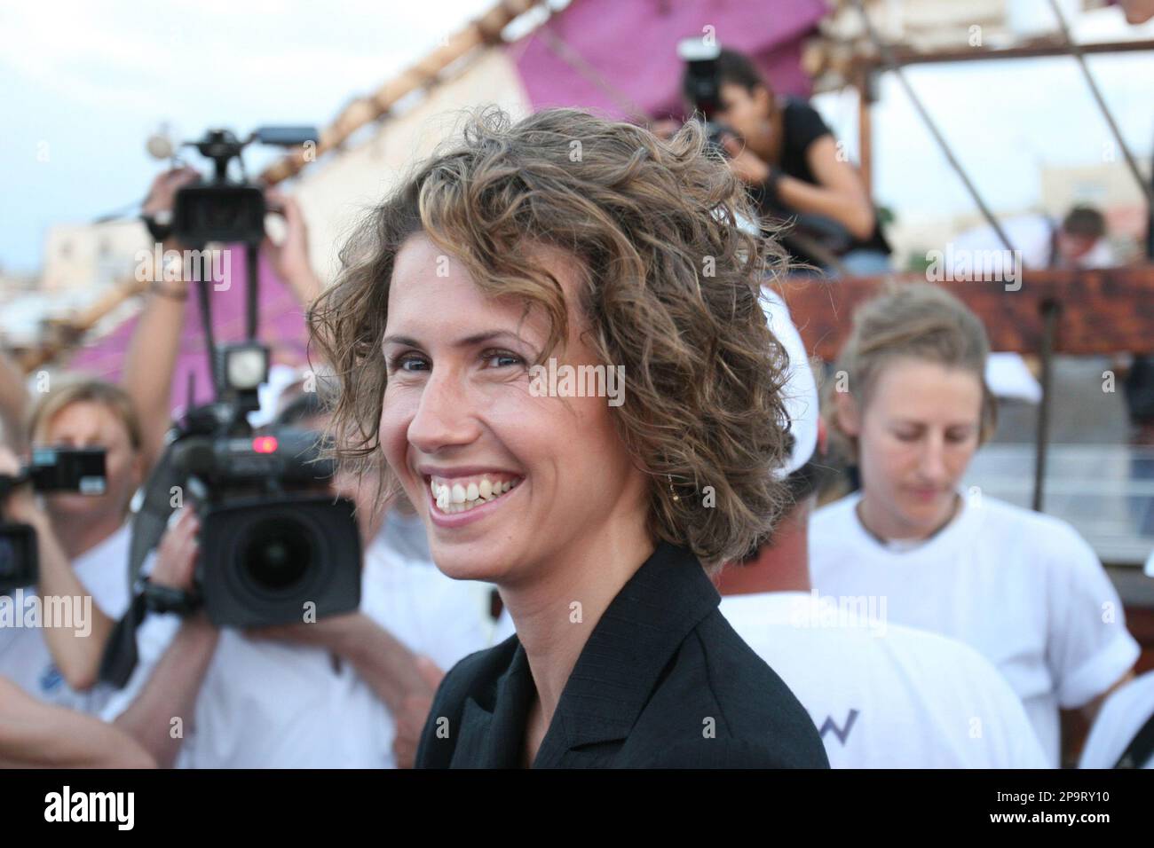 Asma Assad, the wife of Syrian President Bashar Assad, participates in ...
