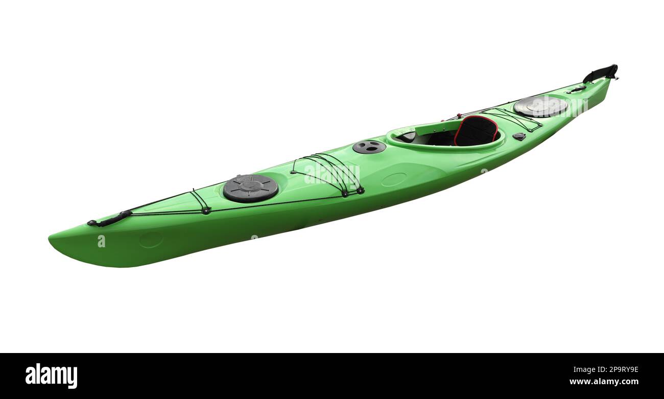 Green kayak isolated on white. Outdoor activity Stock Photo - Alamy