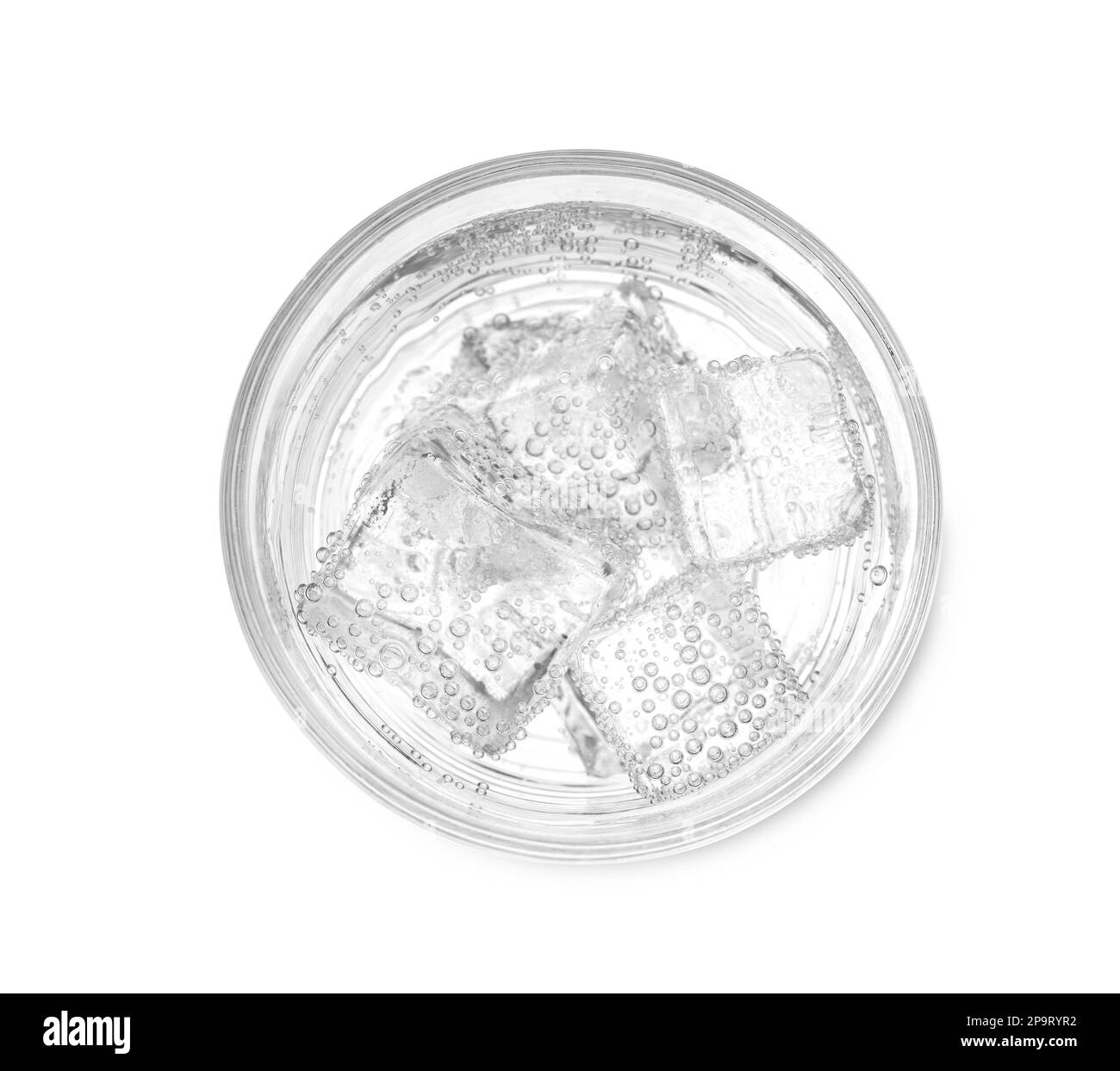 Ice cube white background top view Black and White Stock Photos ...