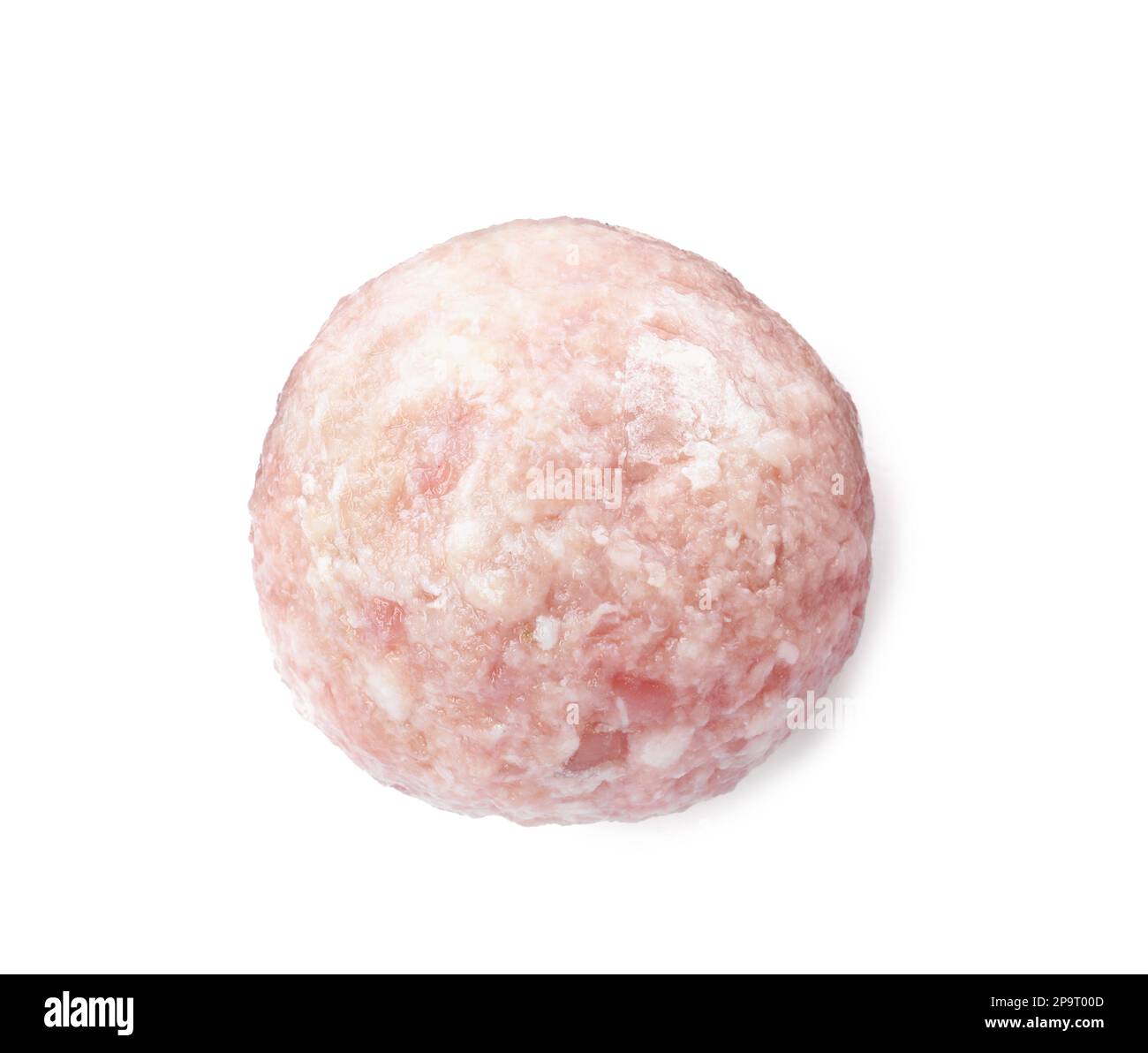 One fresh raw meatball isolated on white, top view Stock Photo - Alamy