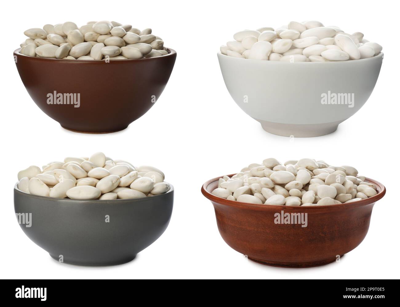 Set with uncooked beans on white background Stock Photo - Alamy
