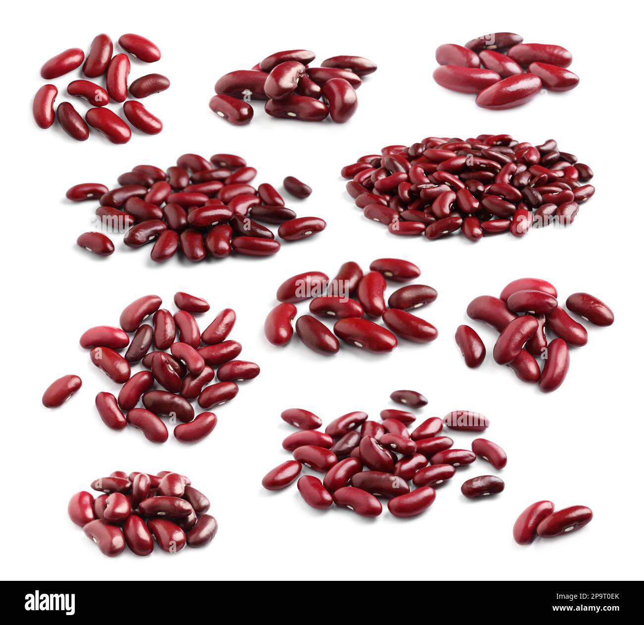 Set with raw red kidney beans on white background Stock Photo - Alamy