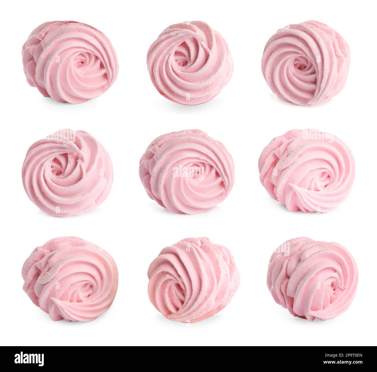 Set with tasty zephyrs on white background Stock Photo - Alamy