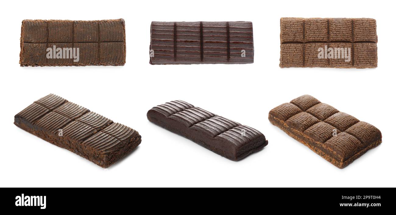 Set with hematogen bars on white background. Banner design Stock Photo ...