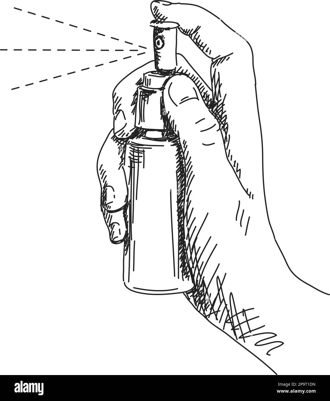 Sketch of hand and spray, Hand drawn illustration Stock Vector Image ...