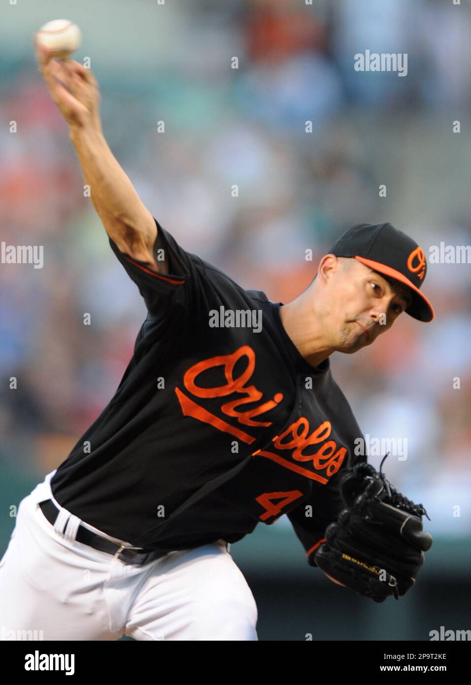 Baltimore Orioles pitcher Jeremy Guthrie delivers against the Texas ...