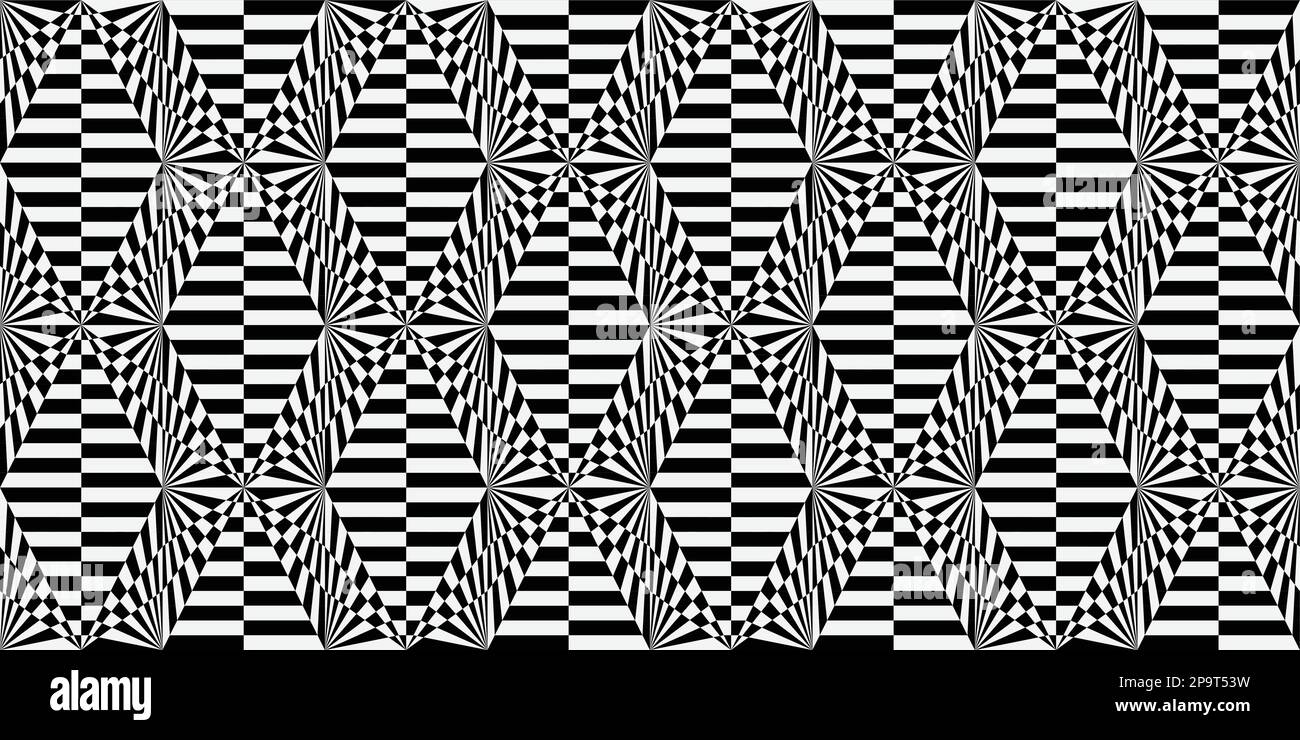 Black and white op art seamless pattern. Optical illusion effect ...