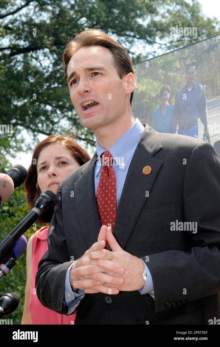 Berwyn Heights Mayor Cheye Calvo and wife Trinity Tomsic speak at a ...