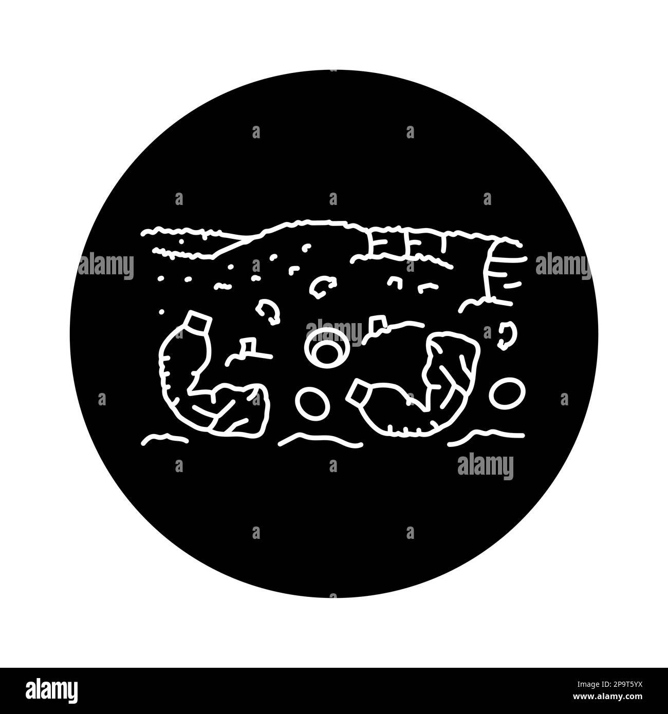 Plastic waste black line icon. Garbage dump. Pictogram for web page ...