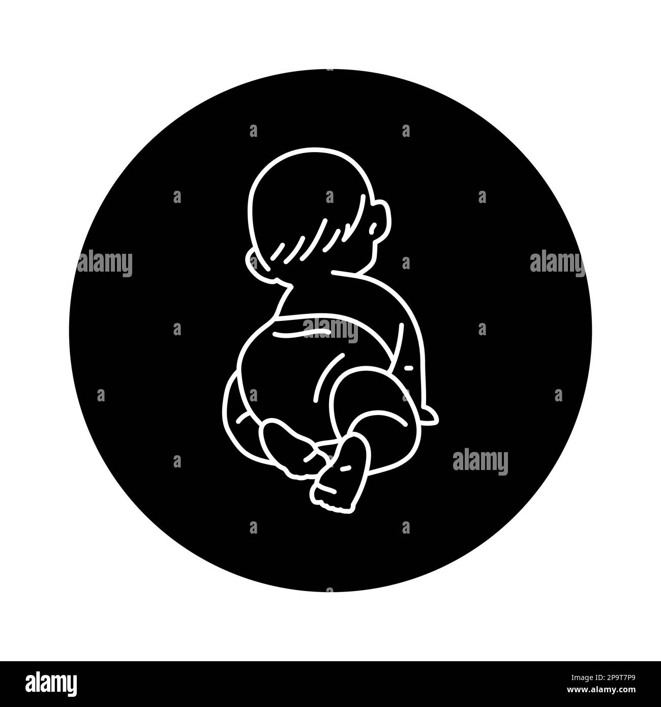 The baby is crawling black line icon. Toddler development. Early ...