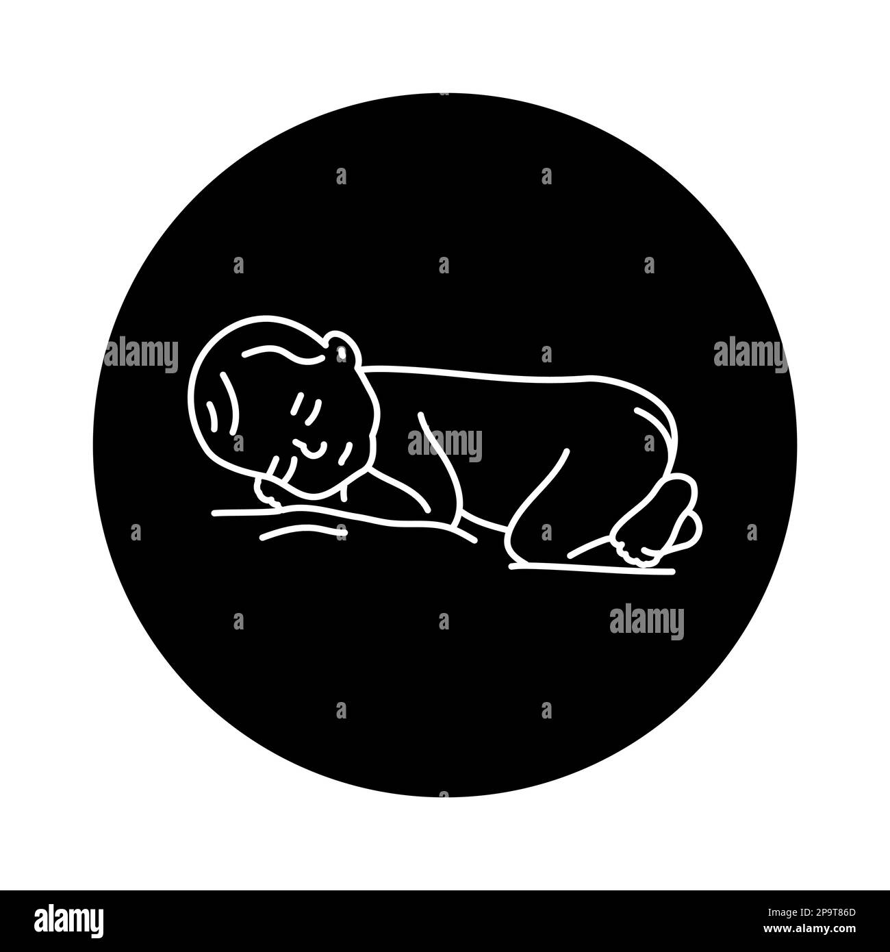 The baby is sleeping black line icon. Toddler development. Early ...