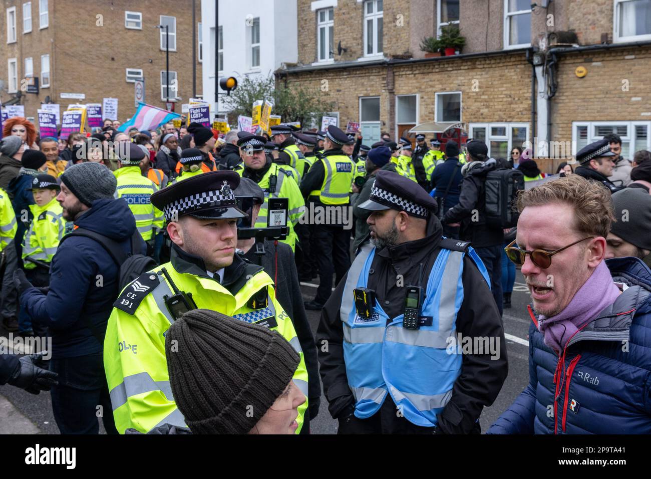 London, UK. 10th March, 2023. Laurence Fox (r), actor and leader of the ...
