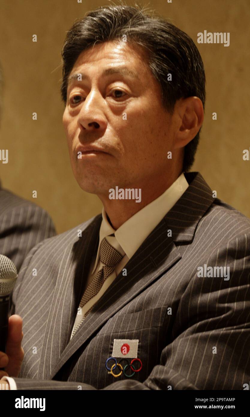 Japan Olympic equestrian team's Hiroshi Hoketsu attends a news ...