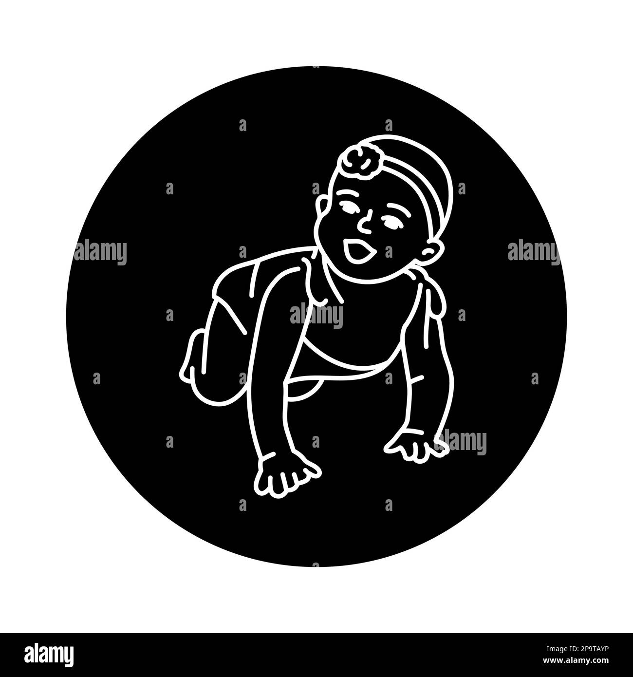 The girl is crawling black line icon. Toddler development. Early ...