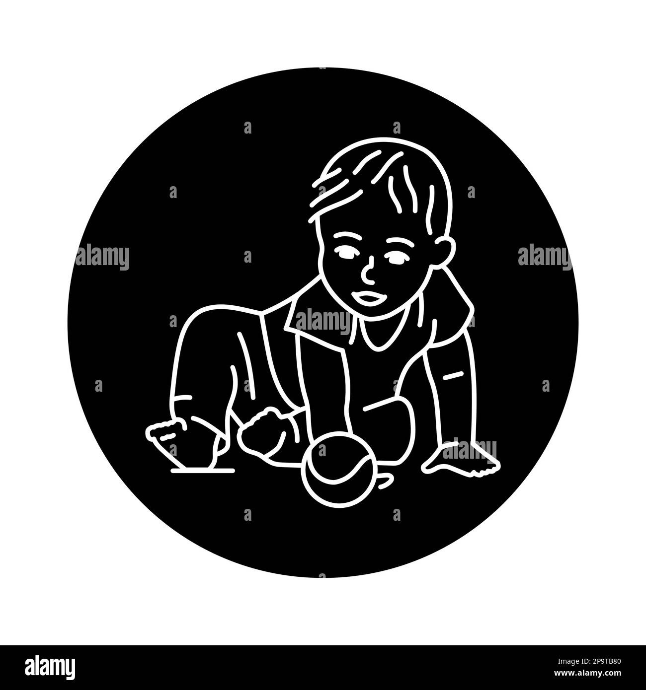 The child is sitting and playing color line icon. Toddler development ...