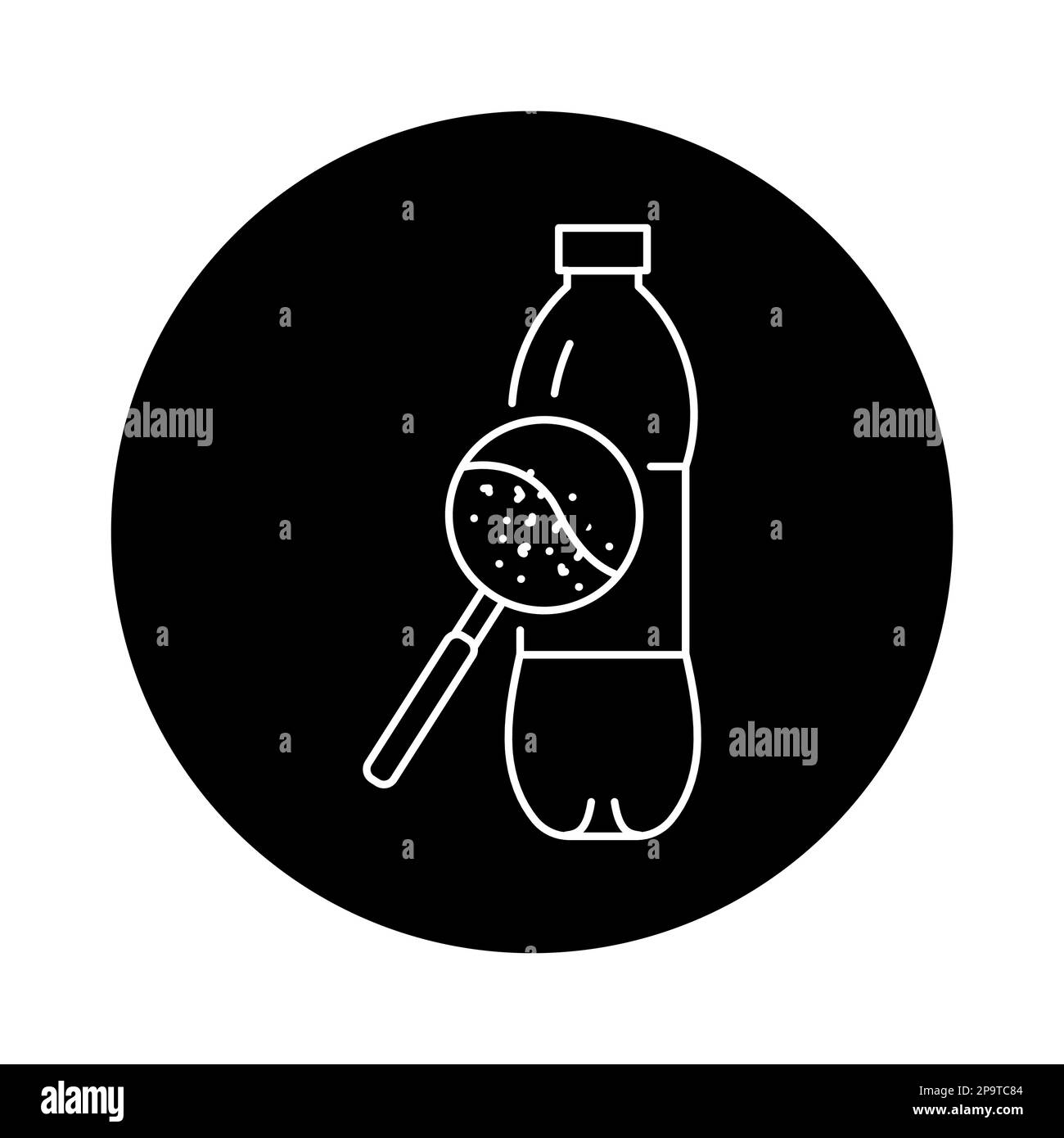 Microplastic in water bottle black line icon. Ocean pollution ...