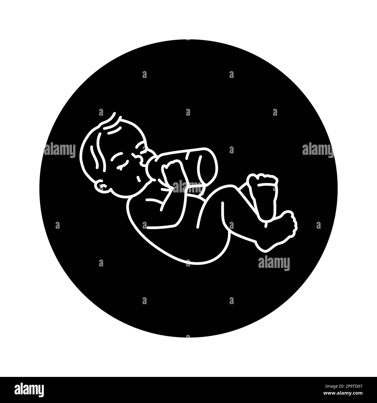 The child lies and drinks milk black line icon. Toddler development ...