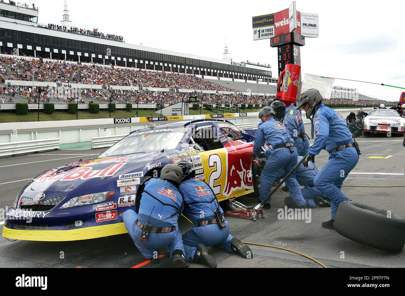 ARCA driver Scott Speed makes a pit stop during the ARCA RE/MAX Series ...