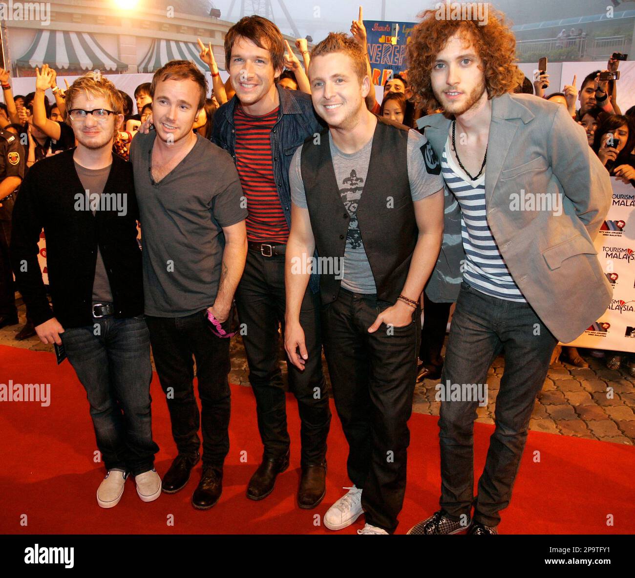 American rock band OneRepublic arrive on the red carpet at the MTV Asia ...